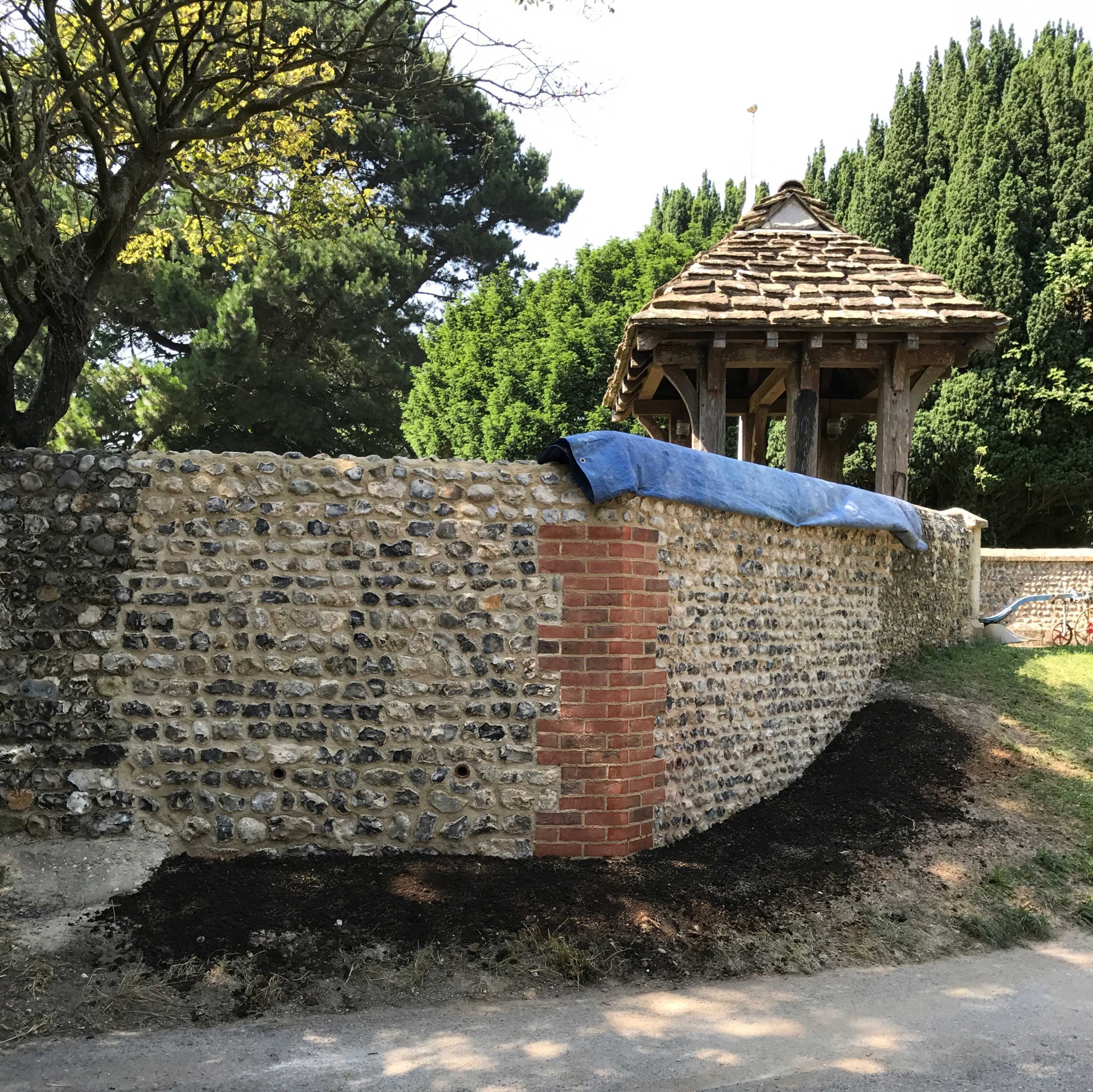Flint Wall Repairs at Barnham | Shepherd and Grantham Stonemasons